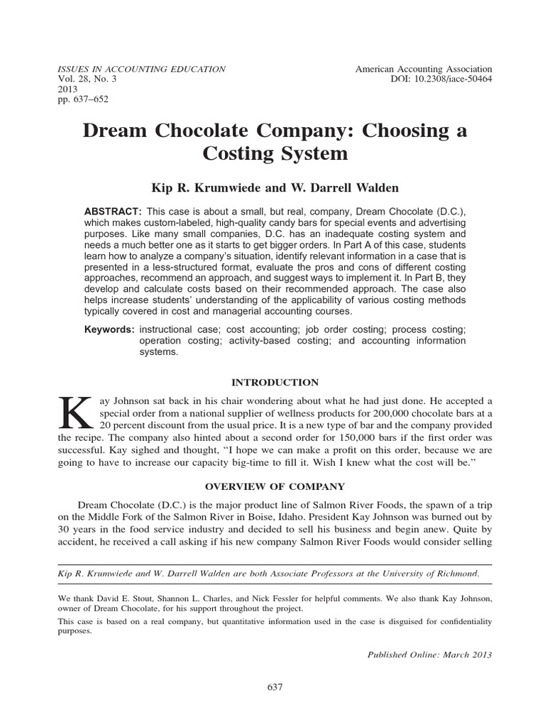 Case Study - Dream Chocoloate | PDF | Chocolate | Cost