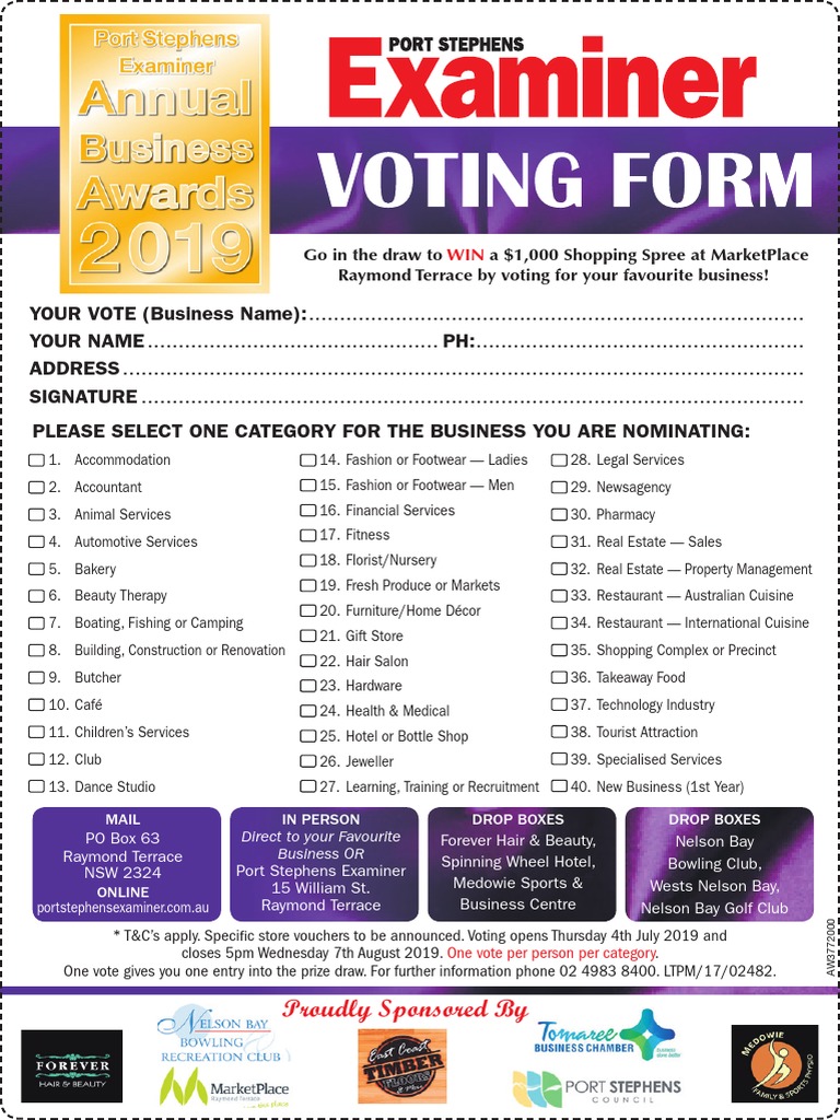 2019 ABA Voting Form | PDF | Restaurant And Catering | Business