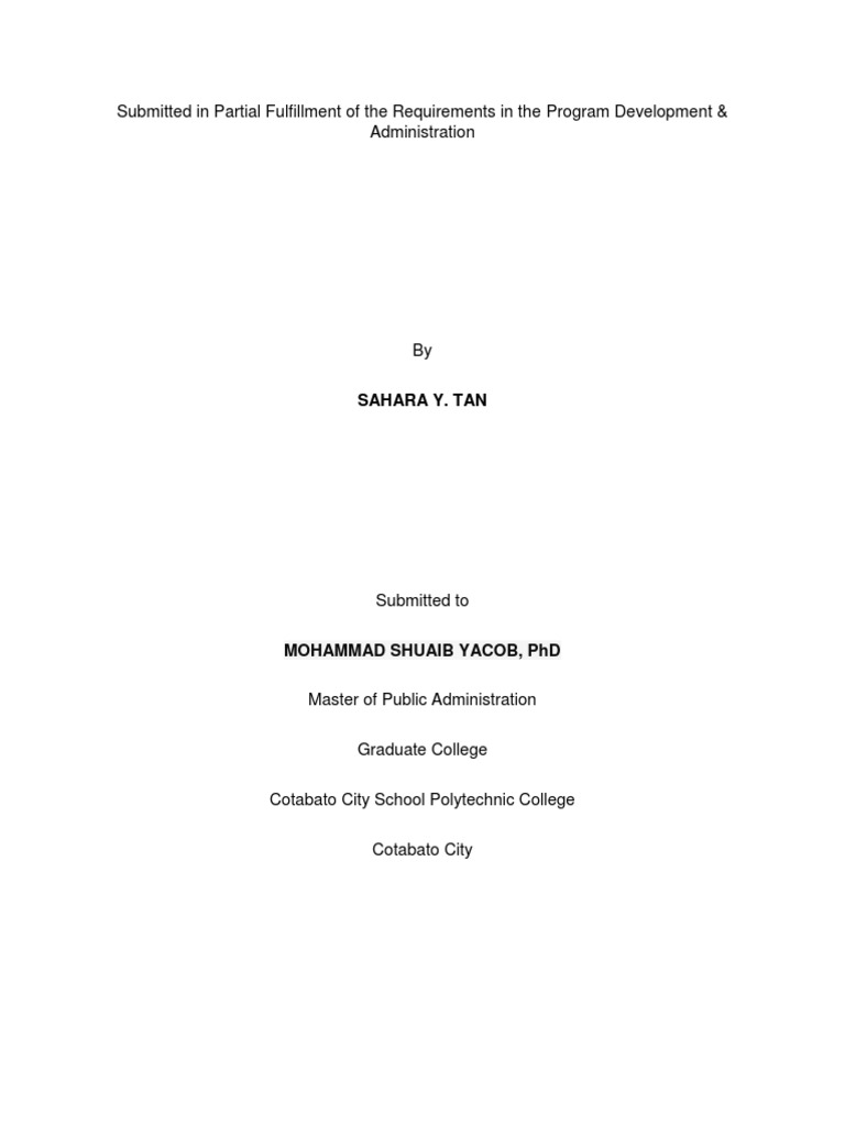 Submitted in Partial Fulfillment of The Requirements in The Program ...