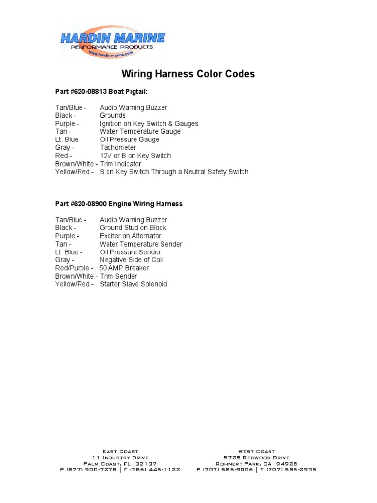 Mercury Wiring Color Codes | PDF