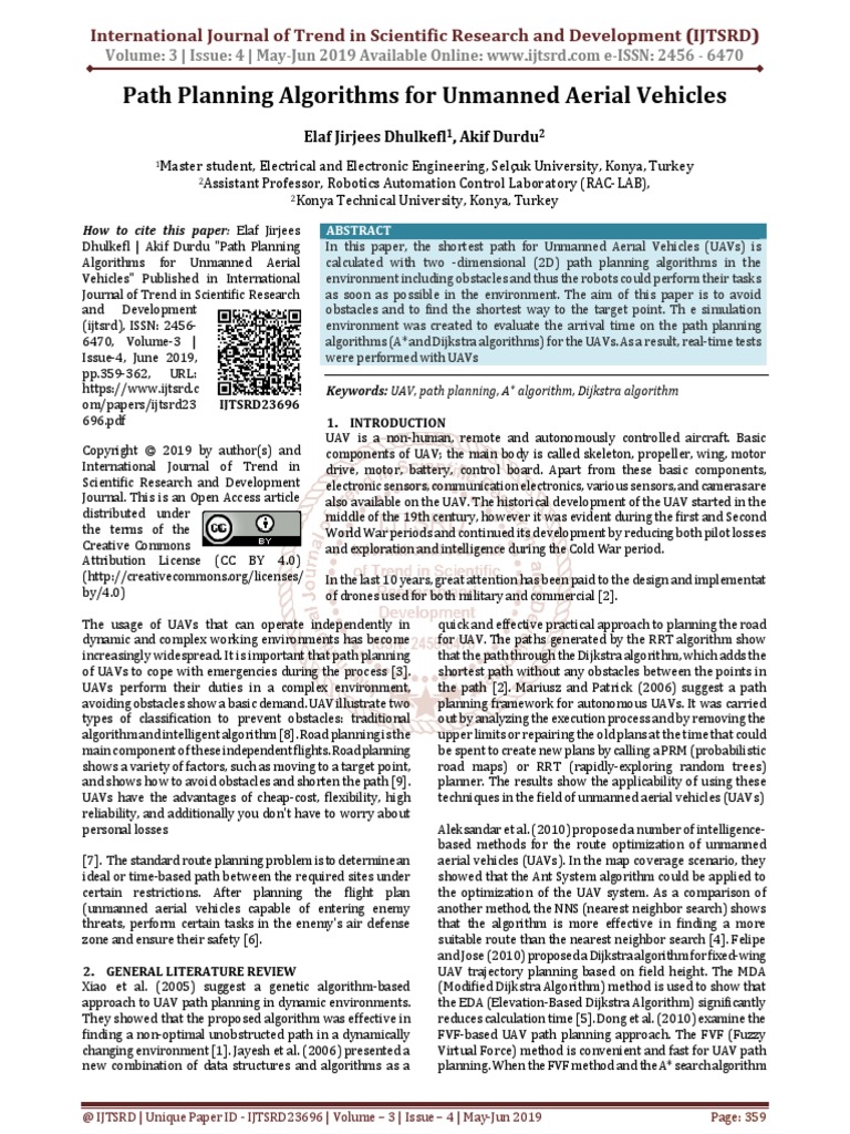 Path Planning Algorithms For Unmanned Aerial Vehicles | Download Free PDF | Theoretical Computer ...