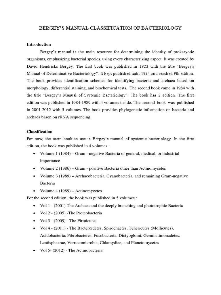 Bergey'S Manual Classification of Bacteriology | PDF | Streptococcus ...
