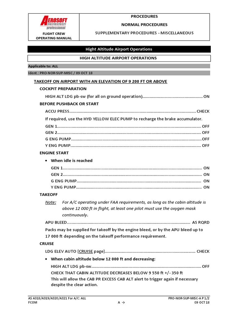 Hight Altitude Airport Operations | PDF | Aviation Accidents And ...