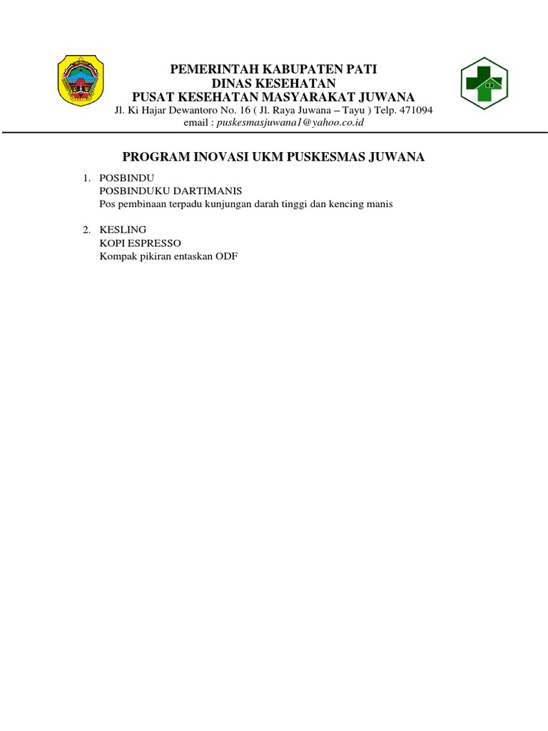 Program Inovasi Ukm Puskesmas Juwana | PDF