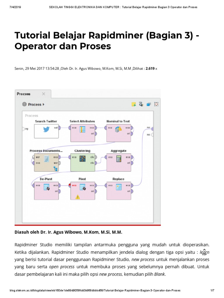 Tutorial Rapidminer: Operator & Proses | PDF | Komputer