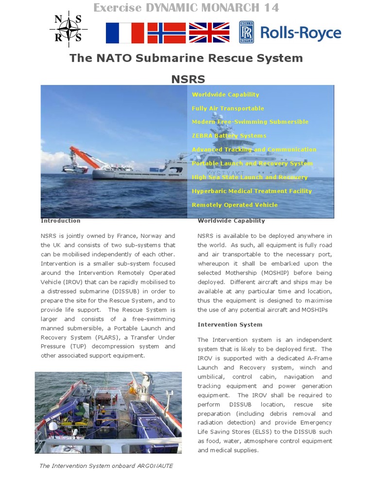 The NATO Submarine Rescue System NSRS: Worldwide Capability | PDF ...