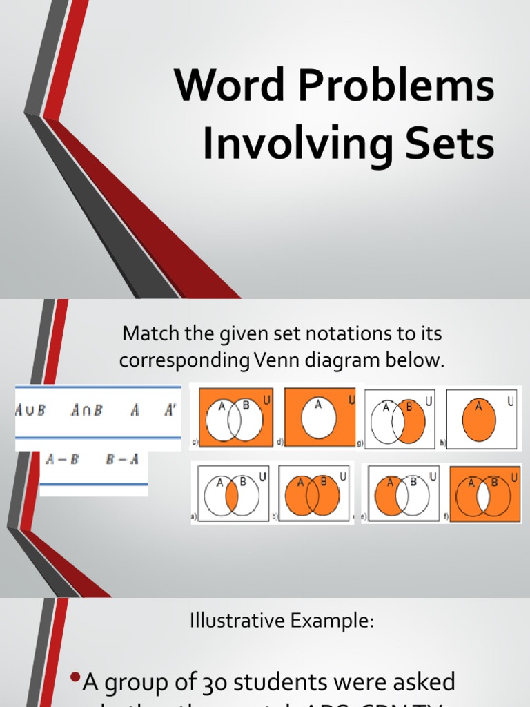 Word Problems Involving Sets1 | PDF | Teaching Mathematics