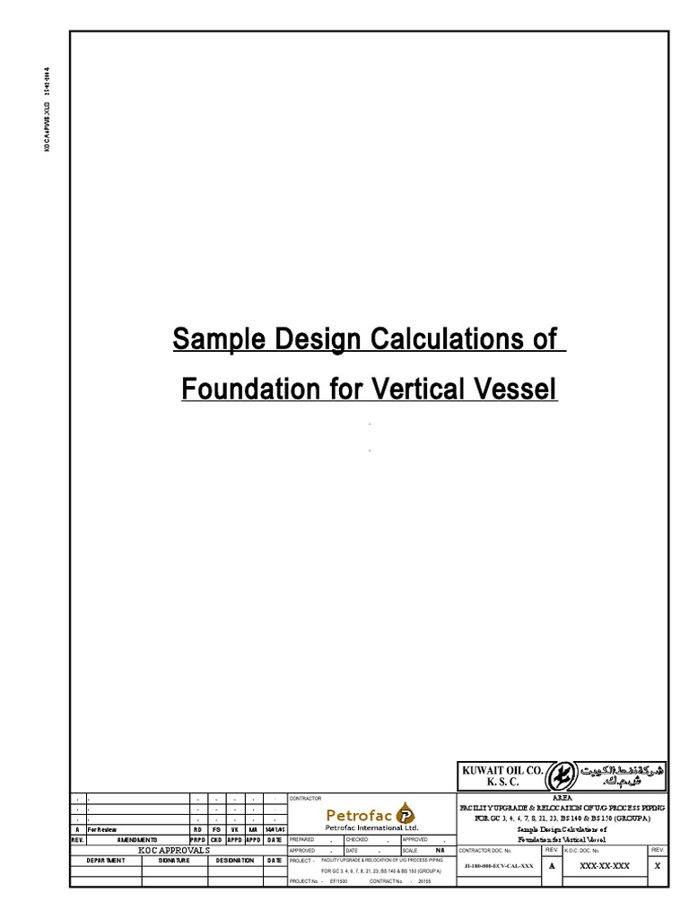 Sample Design Calculations of Foundation For Vertical Vessel | PDF ...