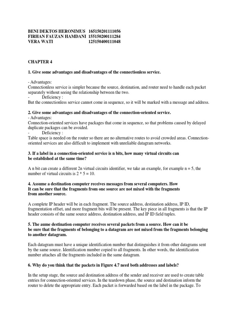 Connectionless vs Connection-Oriented Services | PDF | Transmission Control Protocol | Computer ...