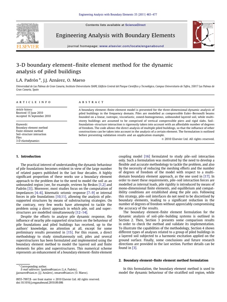 3-D Boundary Element Soil Structure Interaction | PDF | Matrix (Mathematics) | Boundary Element ...