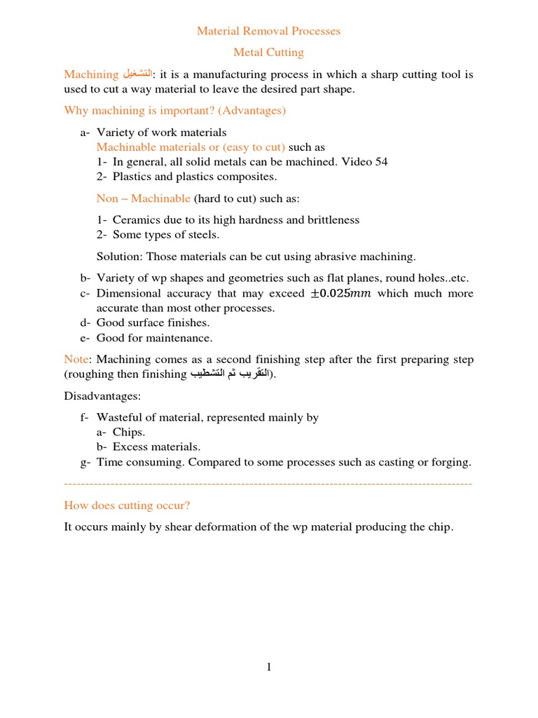 Overview of Material Removal Processes | PDF | Machining | Building ...
