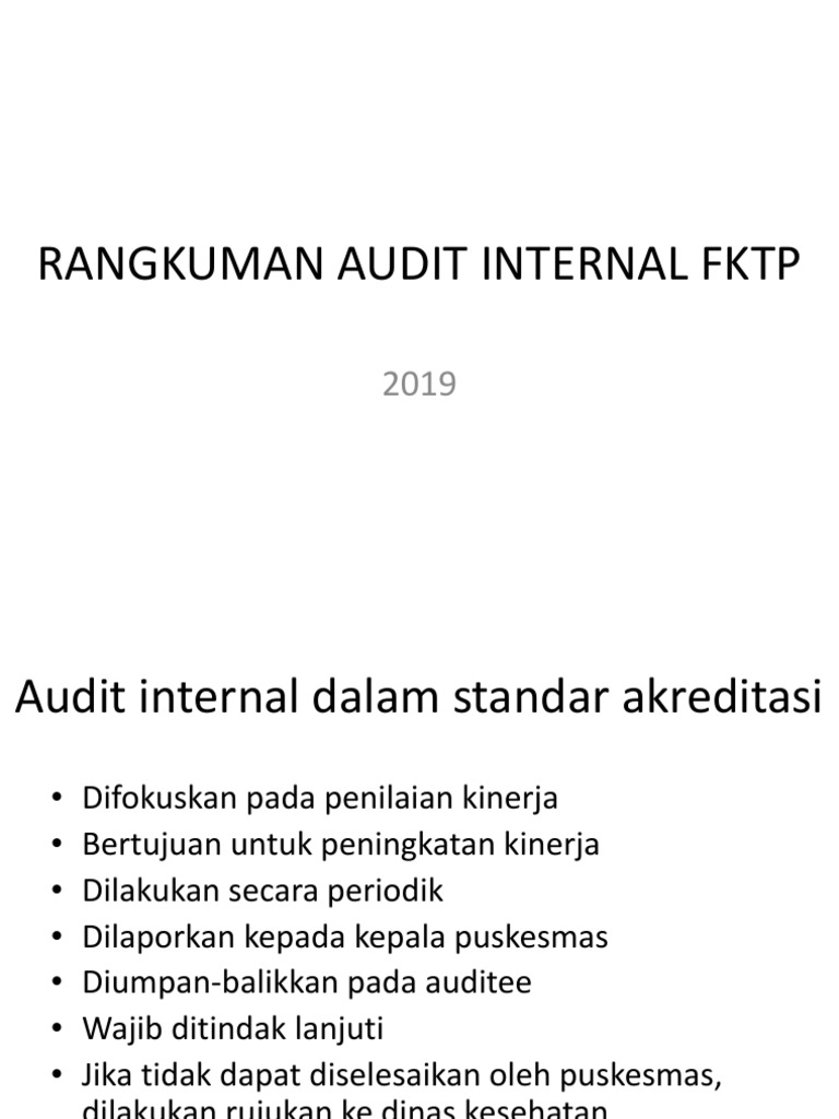 Pedoman Audit Internal & RTM Di FKTP 2018 | PDF