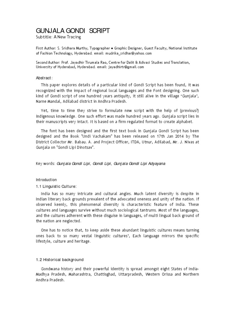 Gondwana Gunjala Gondi Script | PDF | Languages Of Asia | Languages Of ...