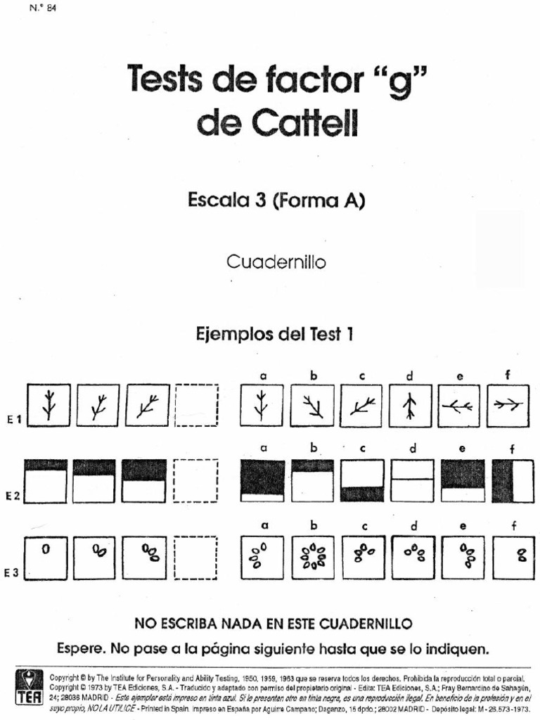 Cuadernillo Escala 3 Factor G PDF | PDF