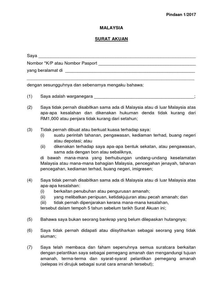 Contoh Surat Akuan Bersumpah | PDF