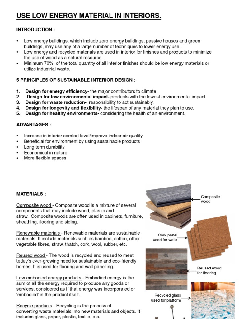 Sustainable Low Energy Interior Materials | PDF | Sustainability ...