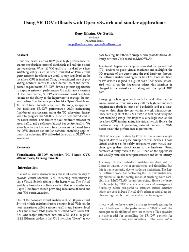 Efraim Gerlitz Sriov Ovs Final | Download Free PDF | Virtual Machine ...
