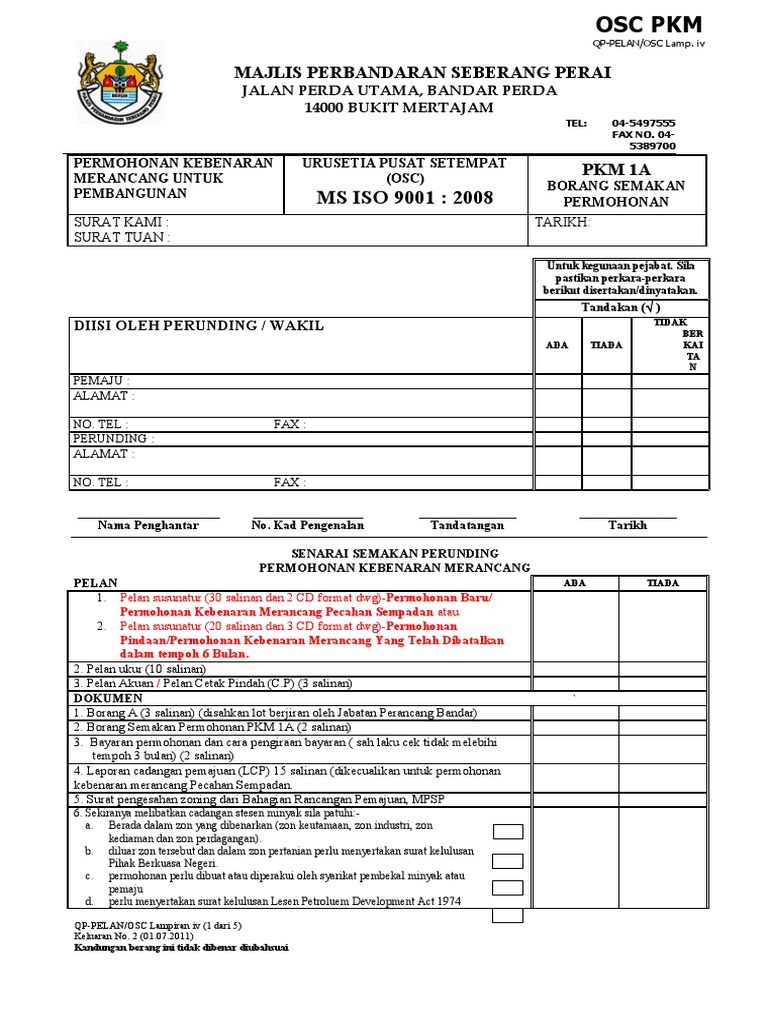 Pkm-Borang PKM 1a - Qp-Pelan Osc Lampiran Xiv | PDF