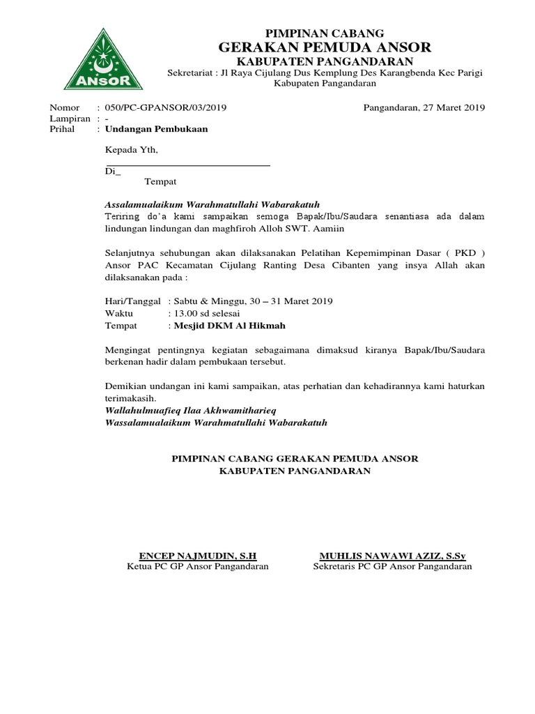 Undangan PKD Ansor | PDF | Memasak, Makanan, & Anggur