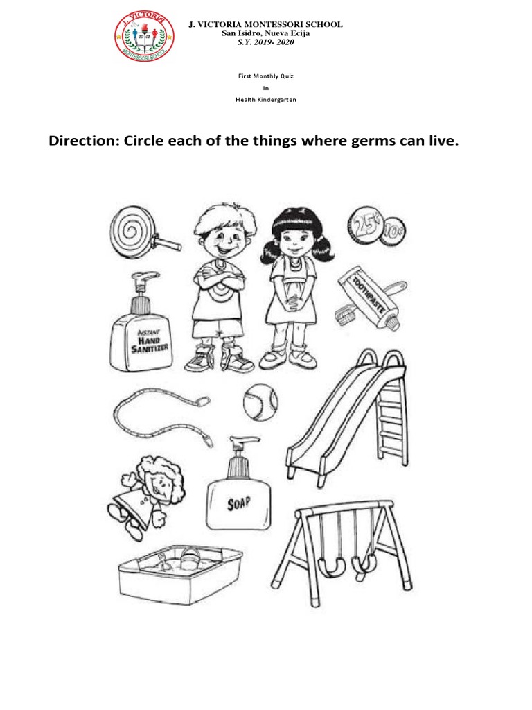 First Monthly Quiz on Germs for Kids | PDF | Wellness