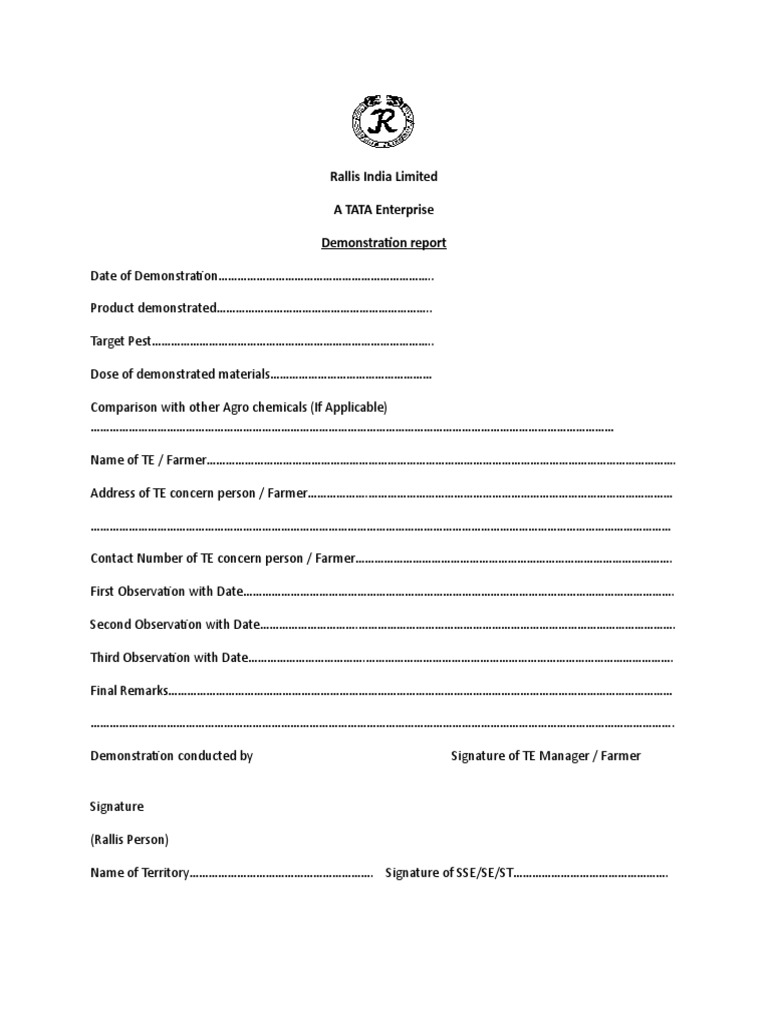 Demo Report Capture Sheet | PDF | Nature