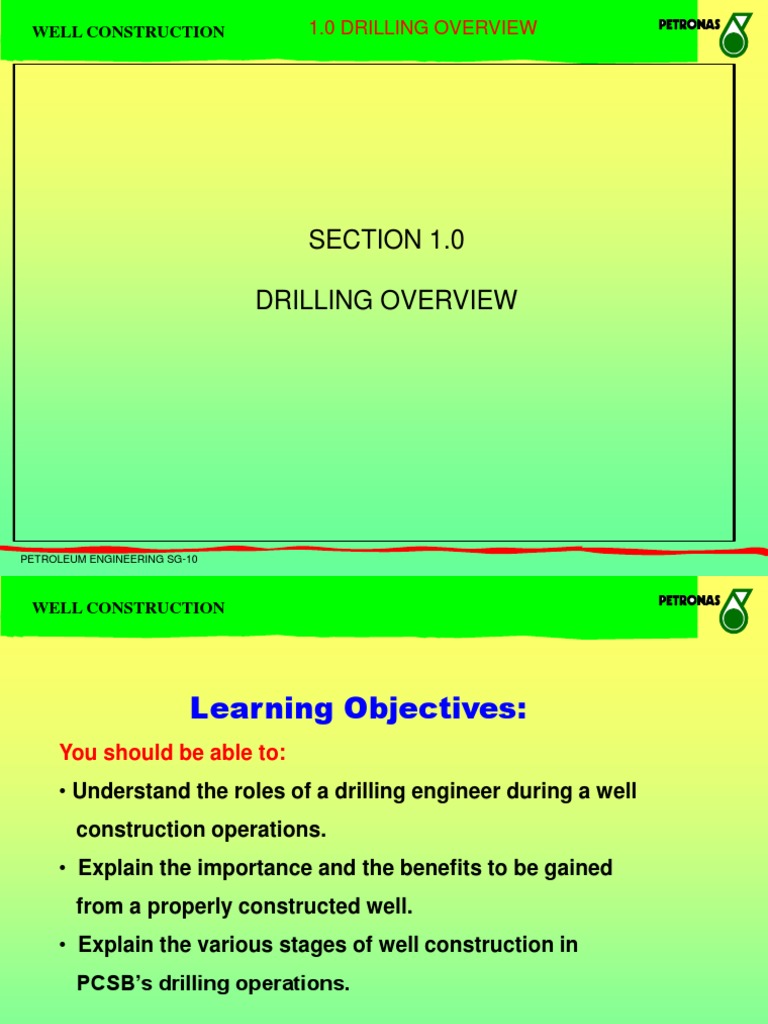 Sect 01 - Drilling OverviewR | PDF | Casing (Borehole) | Oil Well