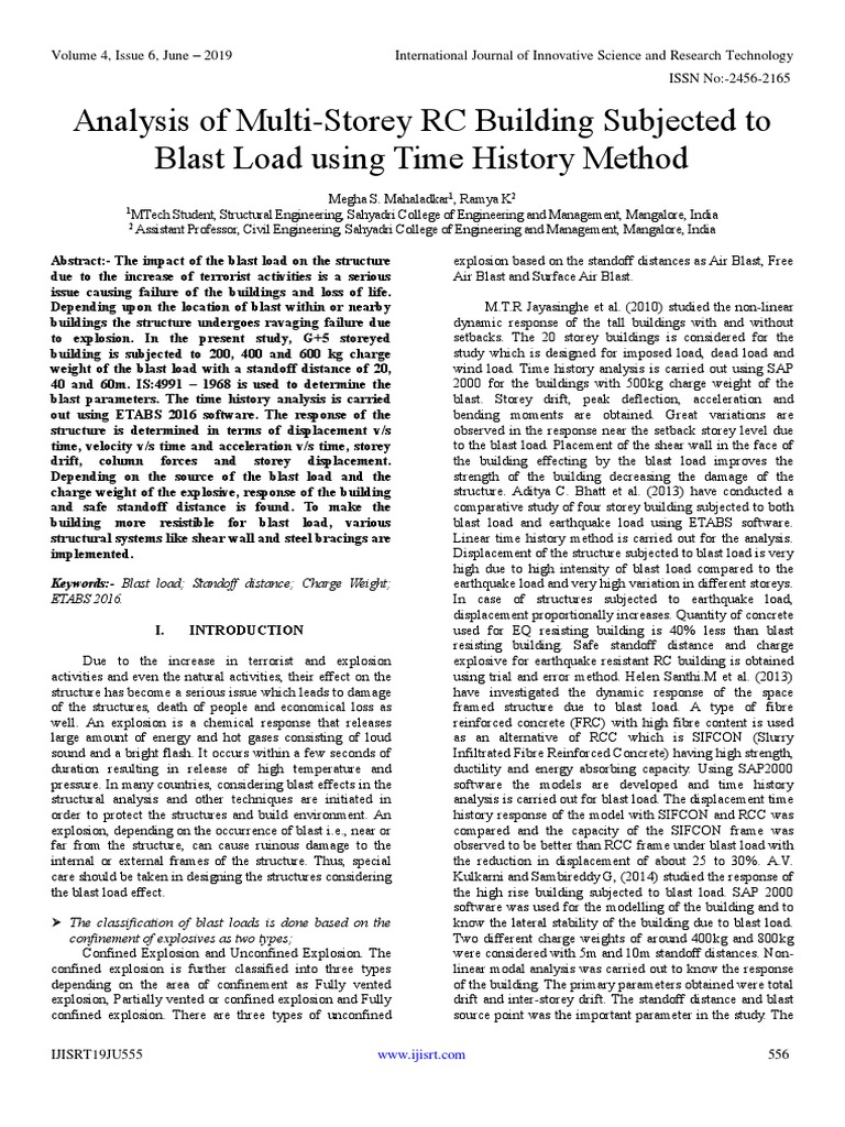 Analysis of Multi-Storey RC Building Subjected To Blast Load Using Time ...