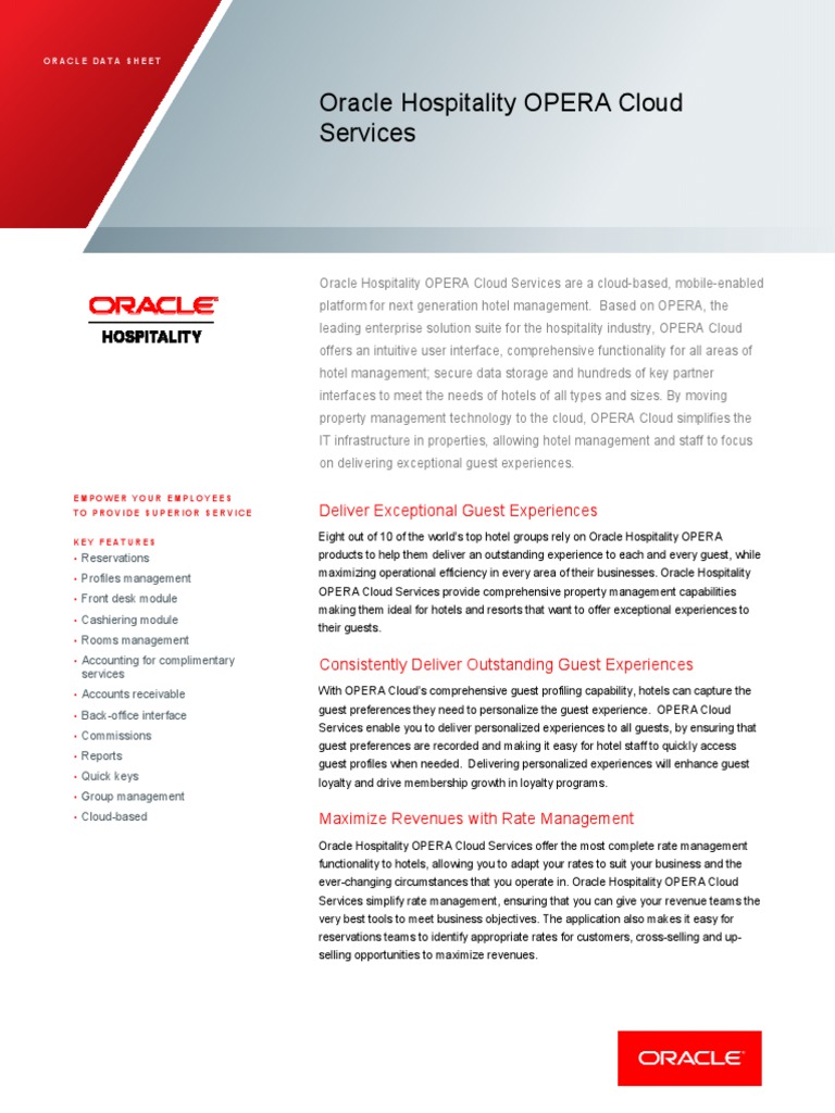 Opera Cloud Service | PDF | Oracle Corporation | Cloud Computing