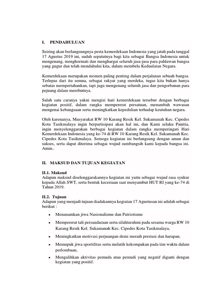 Proposal Agustusan RT 01 | PDF