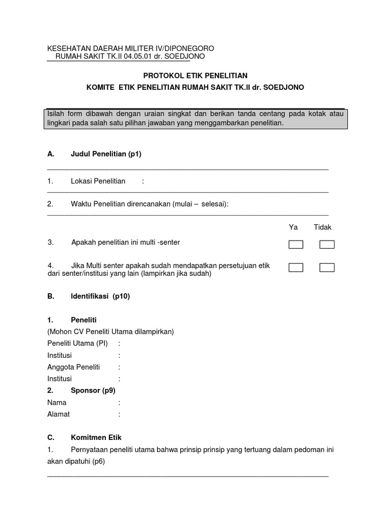 Protokol Etik Penelitian | PDF