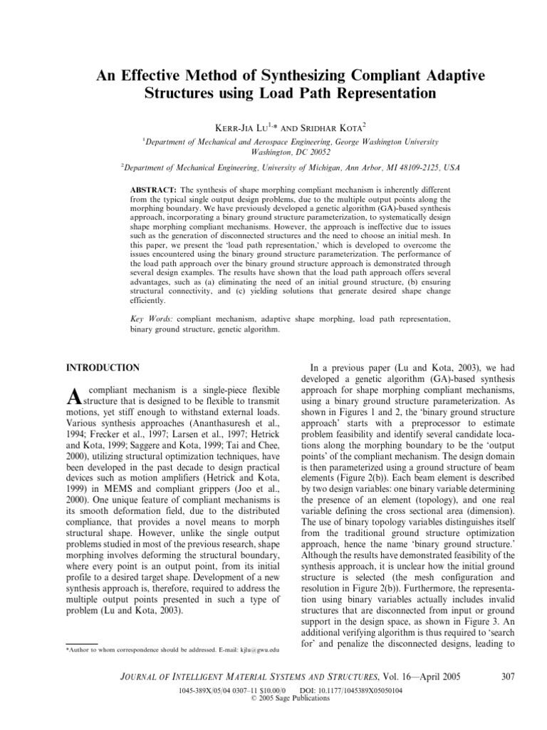 An Effective Load Path Representation for Synthesizing Compliant Adaptive Structures | PDF ...