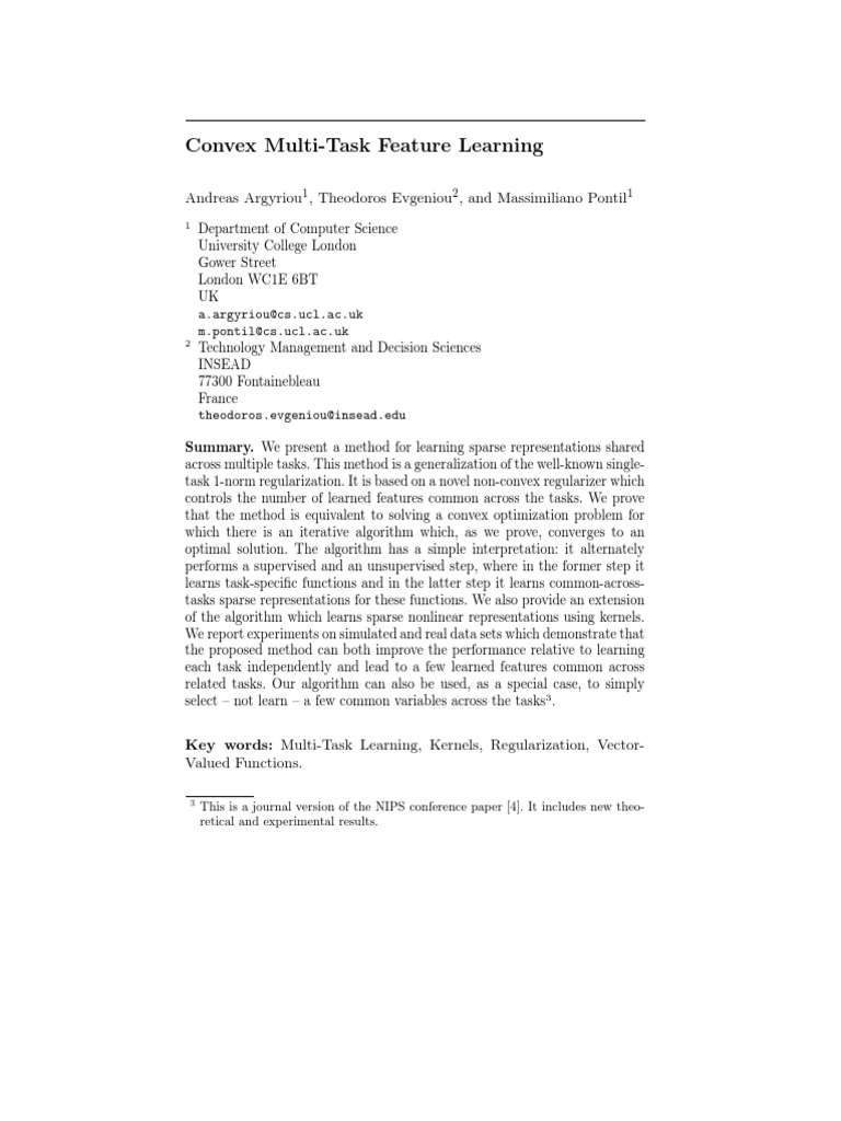 Convex MTFL | PDF | Mathematical Optimization | Matrix (Mathematics)