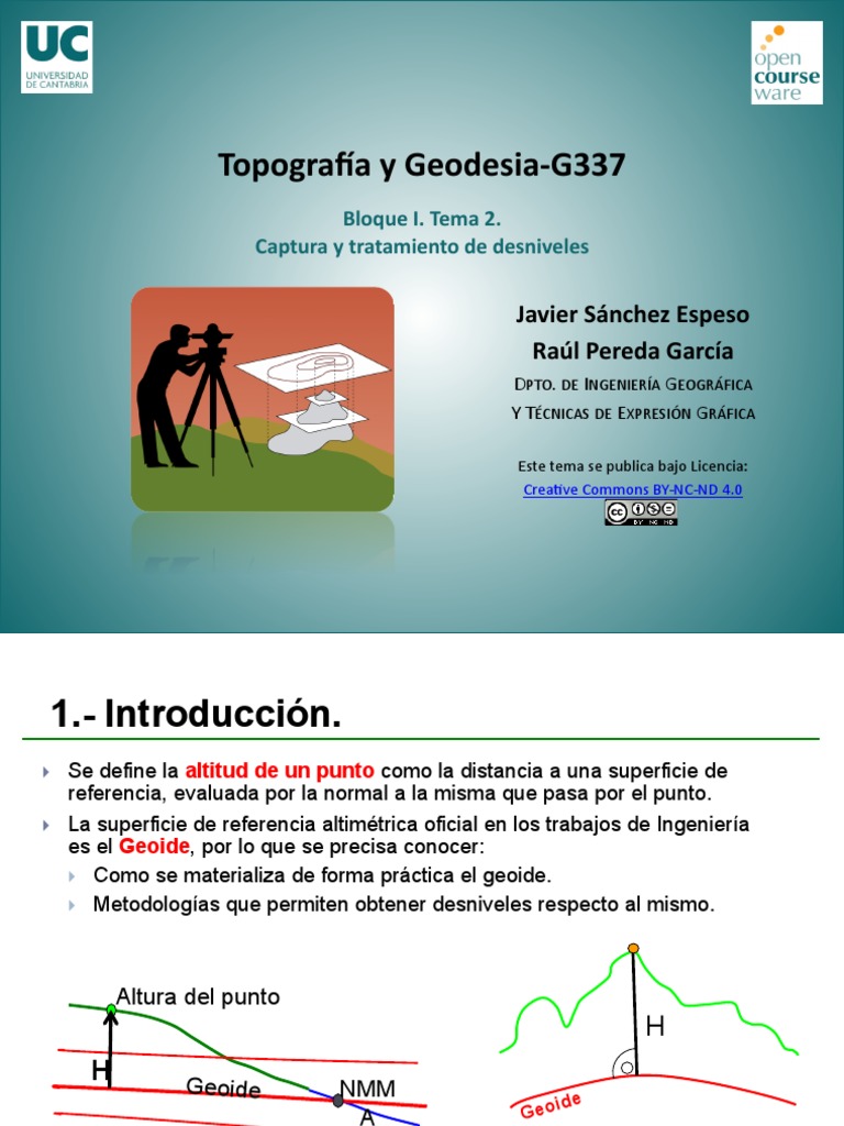 b1 Tema2 Desnivel | Descargar gratis PDF | Geodesia | Topografía