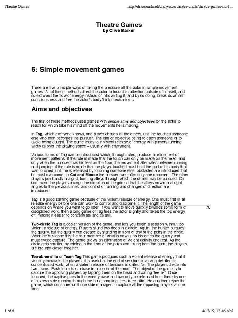 Theatre Games 6 | PDF | Pelvis | Walking