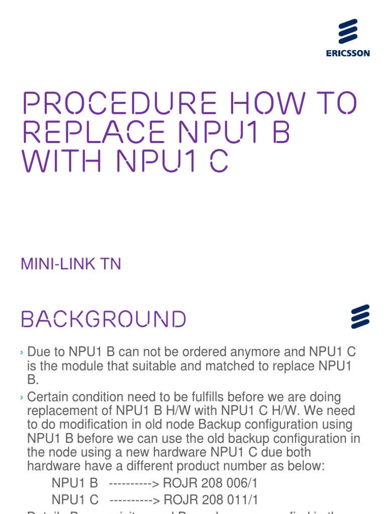 Replace NPU1 B with NPU1 C Procedure | PDF | Version Control | Areas Of ...