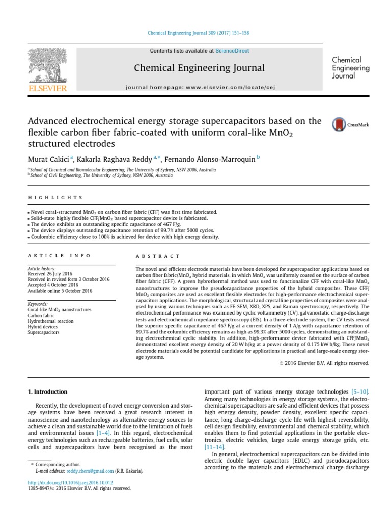 Chemical Engineering Journal: Murat Cakici, Kakarla Raghava Reddy ...