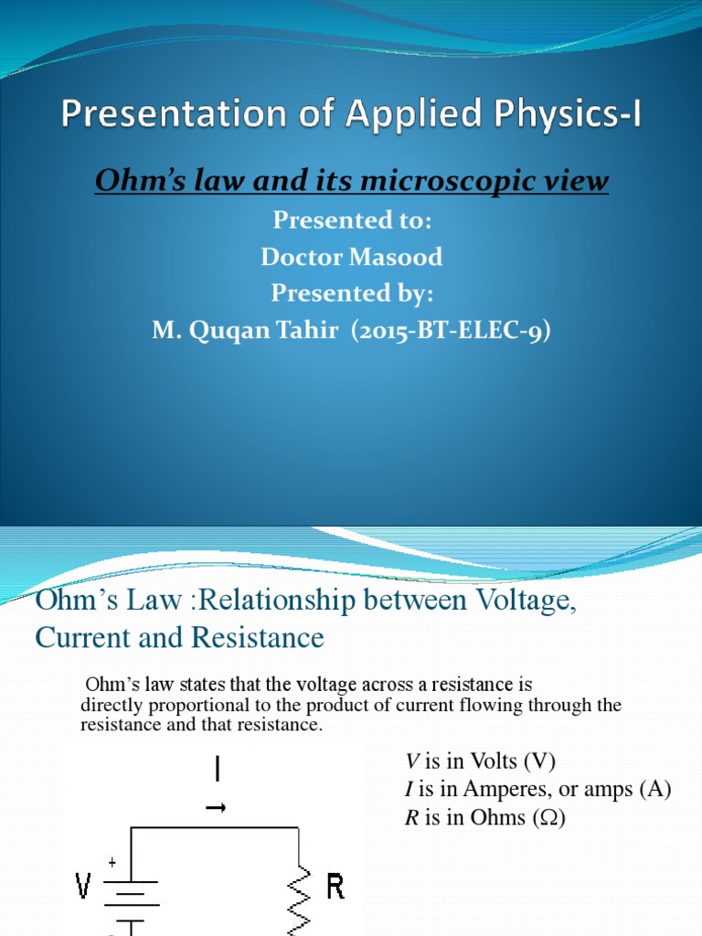 Physics-1 Ohms Law | PDF | Volt | Electric Current