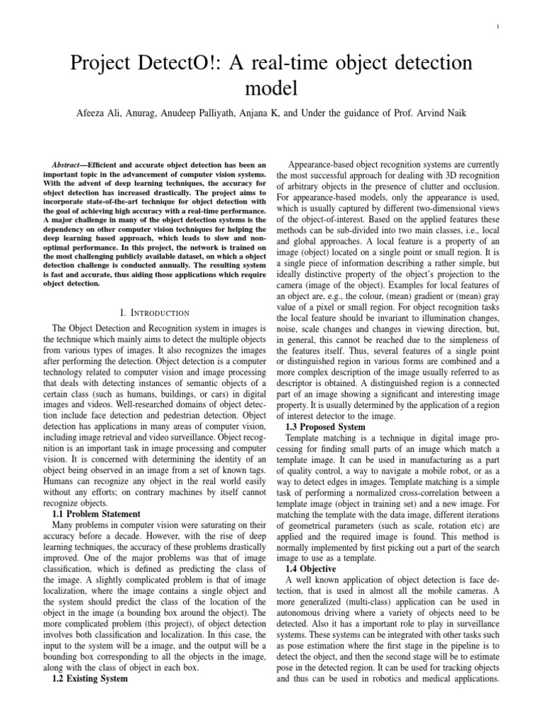 Project Detecto!: A Real-Time Object Detection Model | PDF | Computer ...
