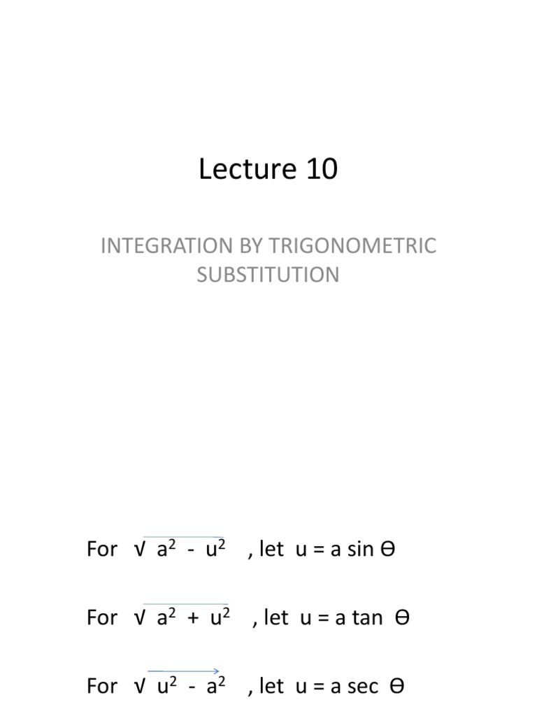 Trigonometric Substitution in Integration | PDF | Teaching Methods ...