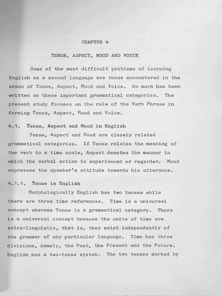 11 - Chapter 4 Tense Aspect Mood and Voice PDF | PDF | Grammatical Tense | Perfect (Grammar)