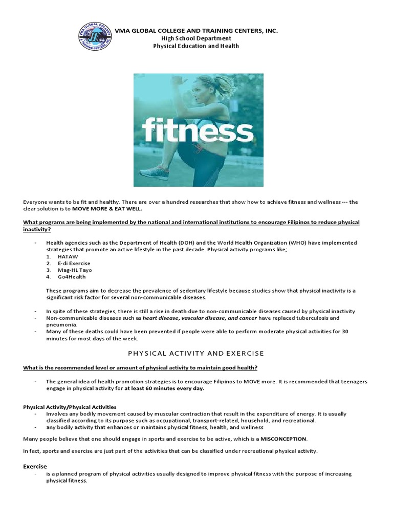 Physical Fitness Handouts | PDF | Aerobic Exercise | Physical Fitness
