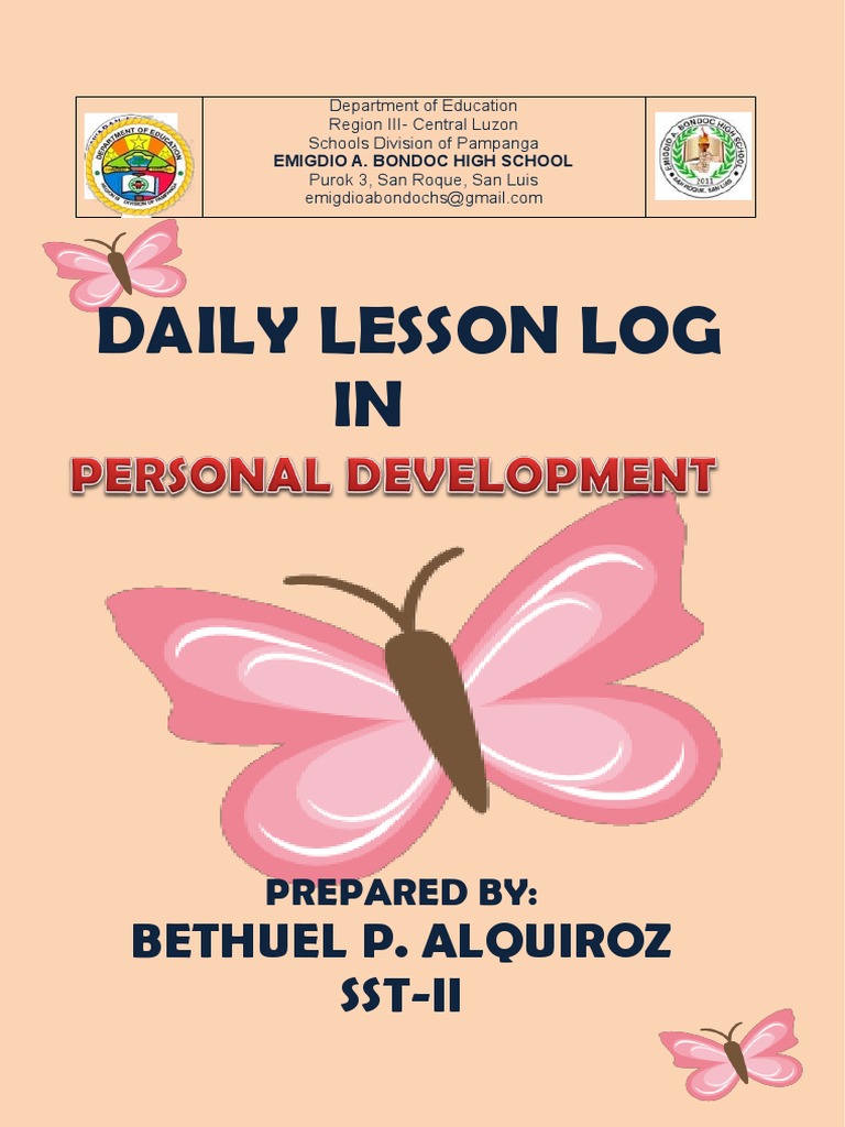Daily Lesson Log Front Cover | PDF