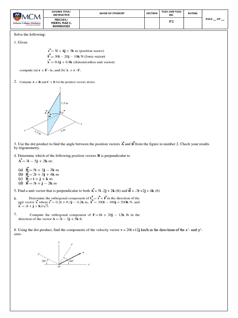MECHANICS VECTOR PROBLEMS