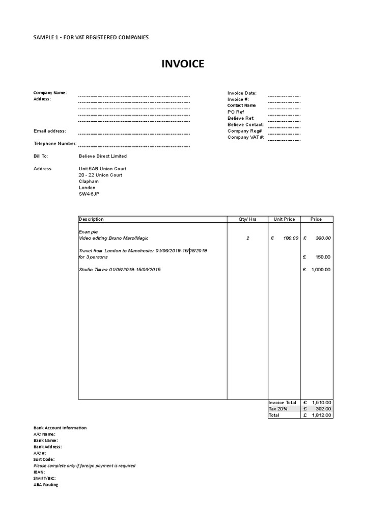 VAT Registered Invoice Sample | PDF