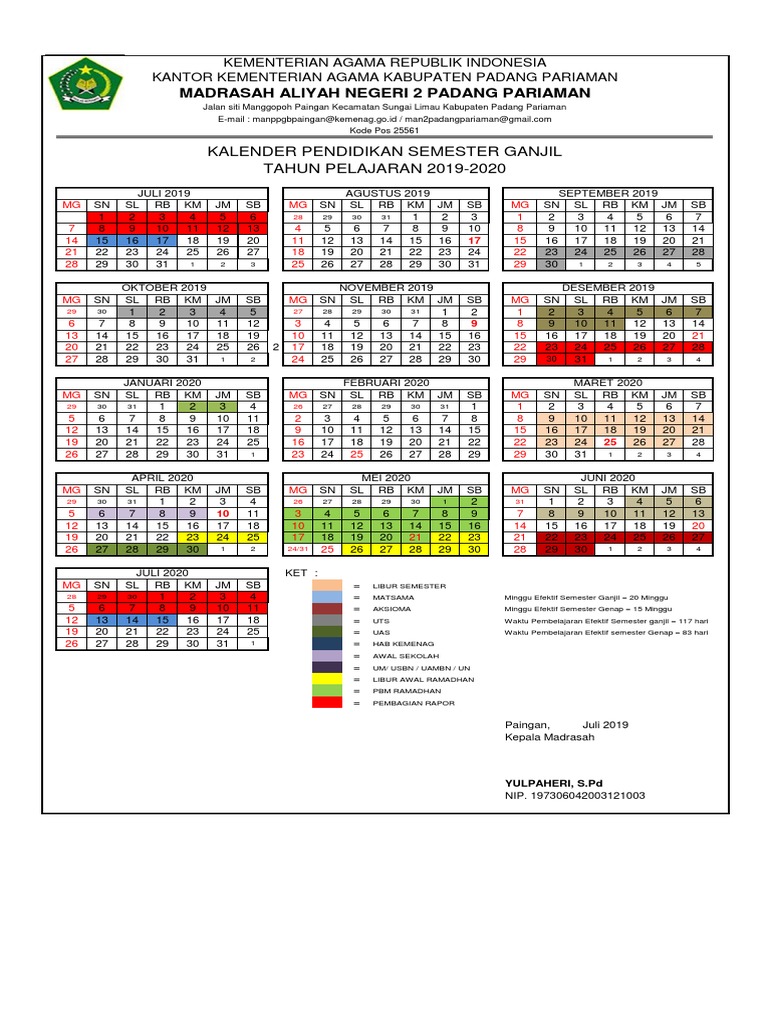 Kalender Pendidikan 2019 2020 | PDF