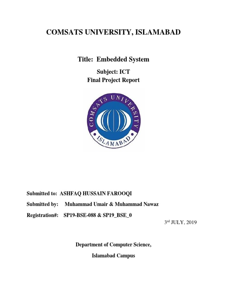 Comsats University, Islamabad: Title: Embedded System | PDF | Function ...