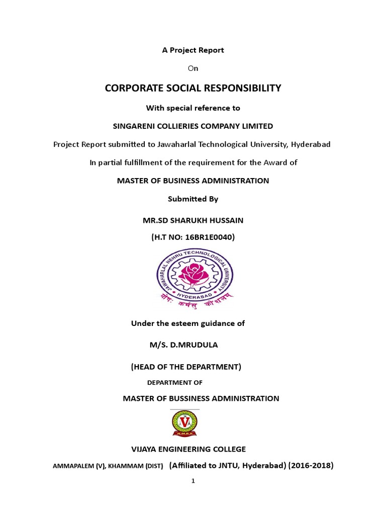 SCCL Corporate Social Responsibility Report | PDF | Corporate Social ...