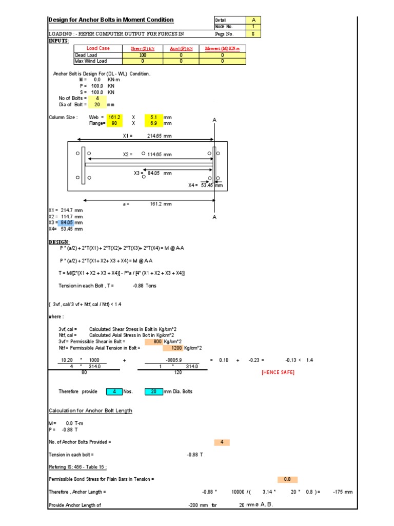 Anchor Bolt Design | PDF | Materials | Civil Engineering
