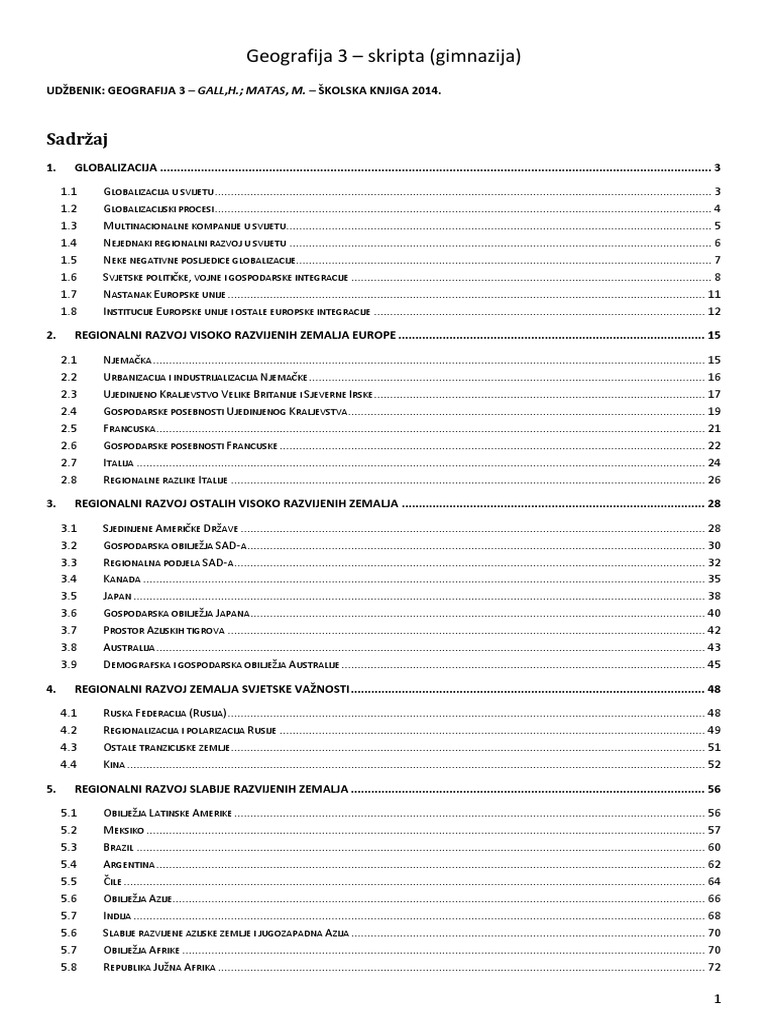 Geografija 3 Skripta | PDF