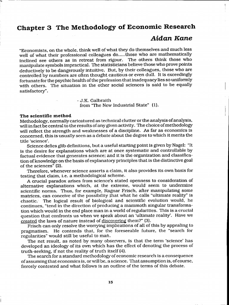 Chapter 3 The Methodology of Economic Research: Aidankane | PDF ...